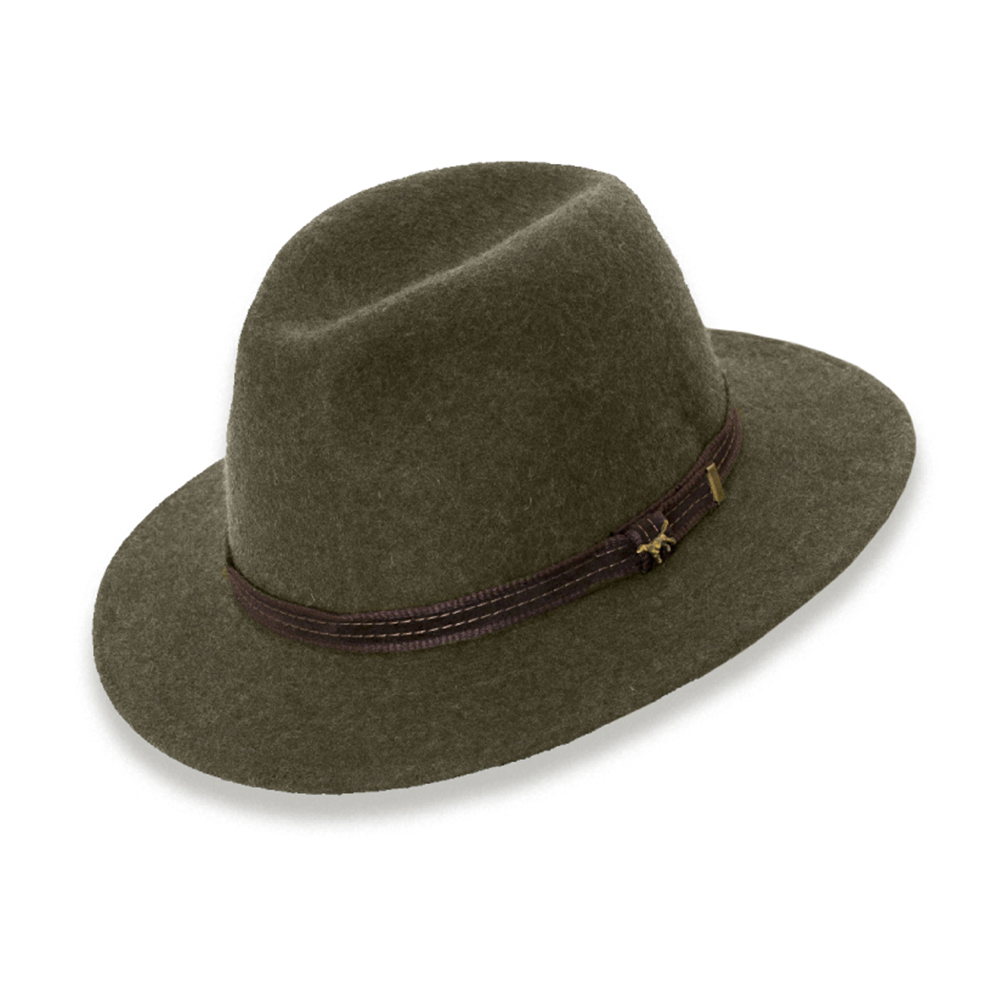 Hubertus Jagdhut mit Ledergarnitur und Zierteil Jagdhund Oliv Jagd Hüte ...